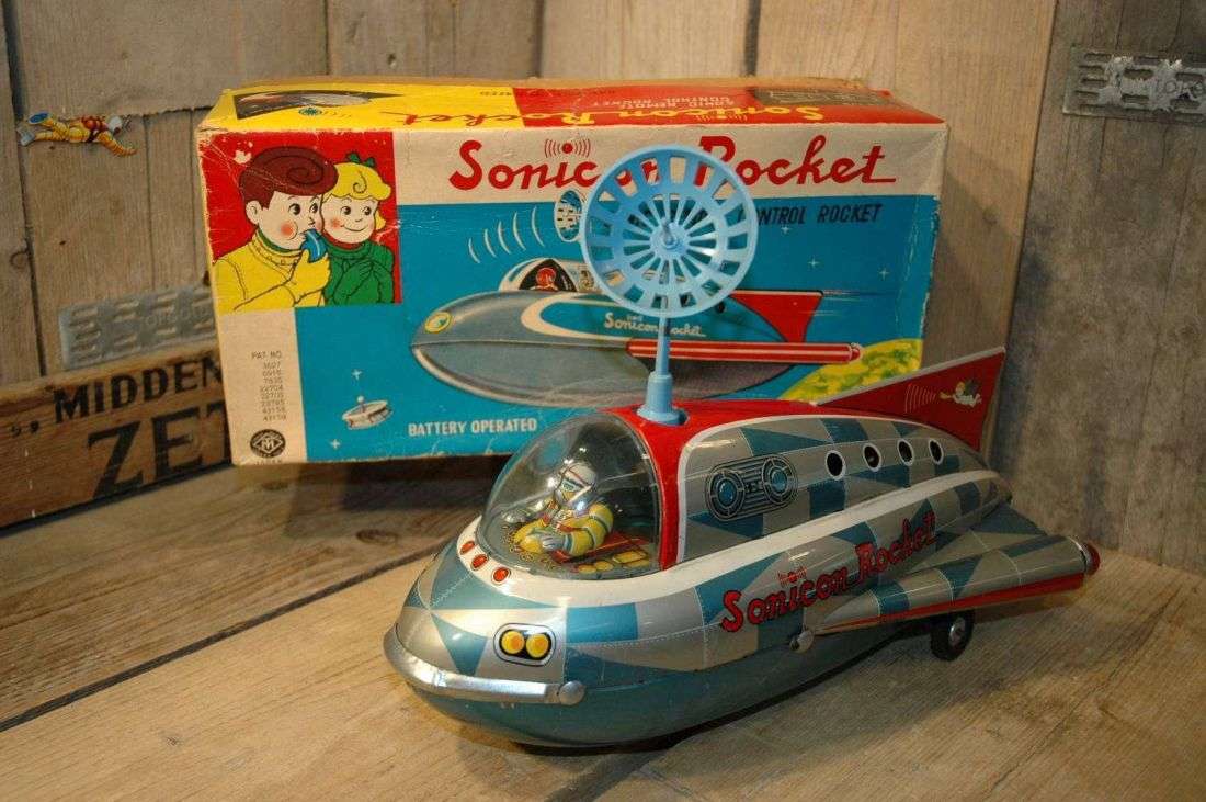Modern Toys - Sonicon Rocket Patterned Variation - Vintage Spacetoys